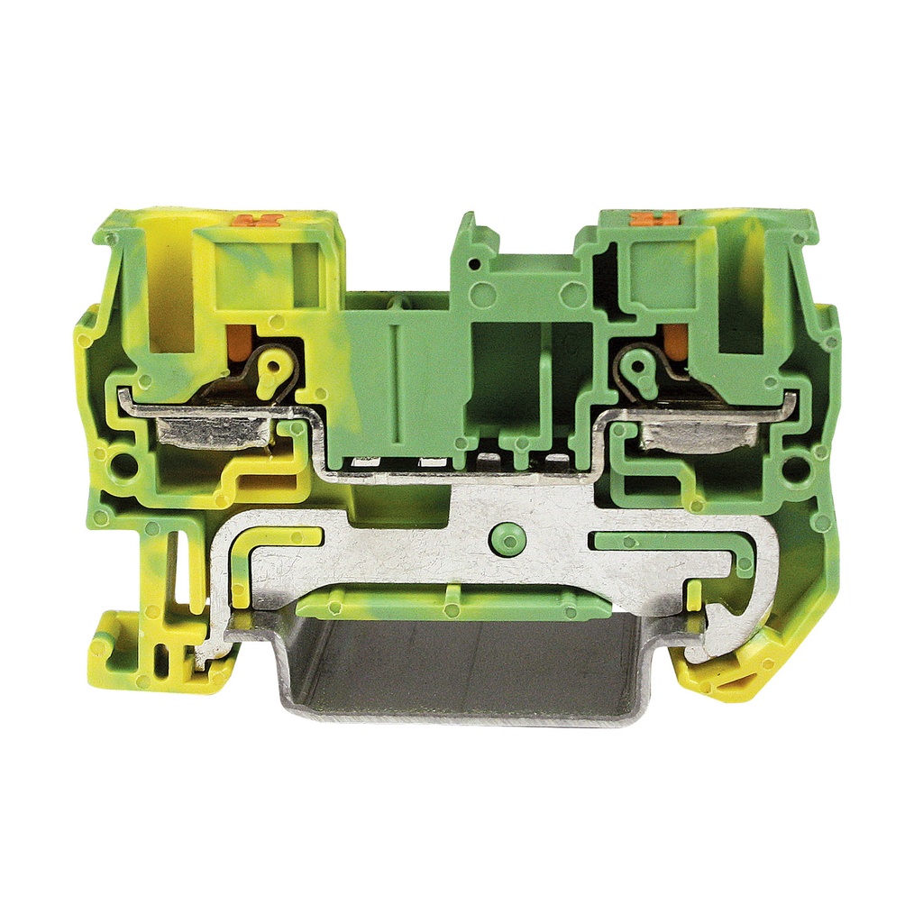 Push In Ground Terminal Block, DIN Rail Mount, 2 Wire, Green yellow ...